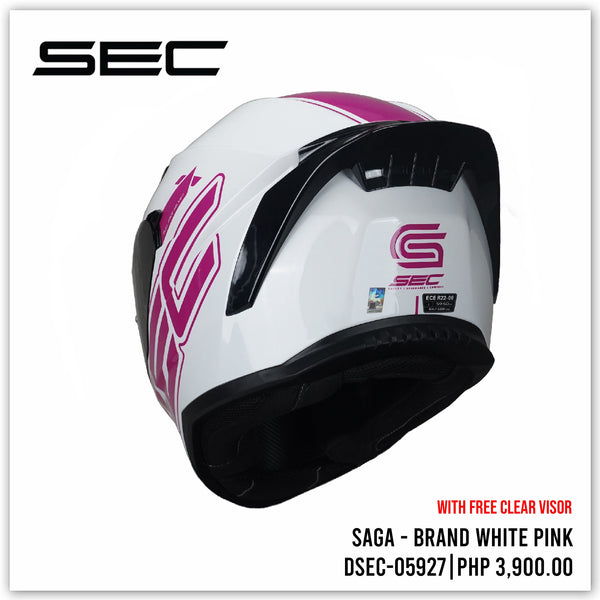 SAGA - Brand White/Pink – SEC Motosupply